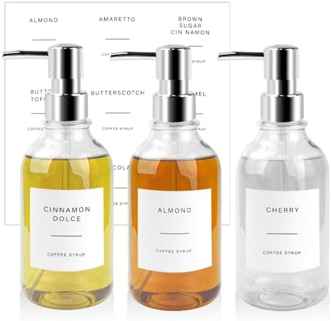 Corsehild 3 PCS Coffee Syrup Dispenser Bottle Clear Coffee Syrup ...