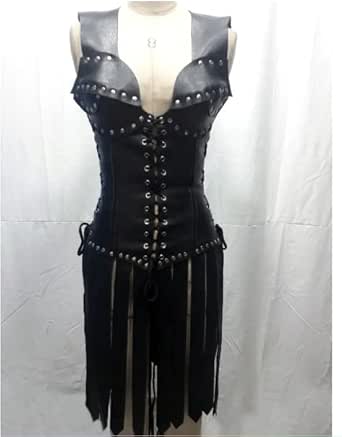 Amazon.com: Genuine Leather Woman medieval warrior armour re-enactment ...