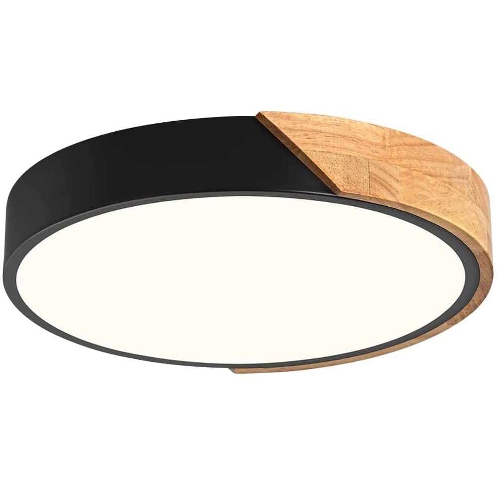 Mivenda Modern LED Ceiling Light 15.8in,Minimalist Round Shaped Wood ...