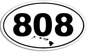 Amazon.com - White Oval 808 Hawaii Area Code Sticker (Maui hi Honolulu ...