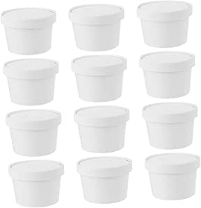 Cabilock 20 juegos Vasos Desechables para Helado y Postres de Papel con Tapa Cuencos para Yogur ...