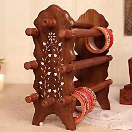 Zoya Handicrafts Sheesham Wooden Bangle Stand | Folding Churi Stand ...