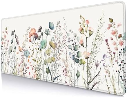 Amazon.com : HUOCAIREN Floral Desk Mat, Beige Boho Desk Pad, Large ...