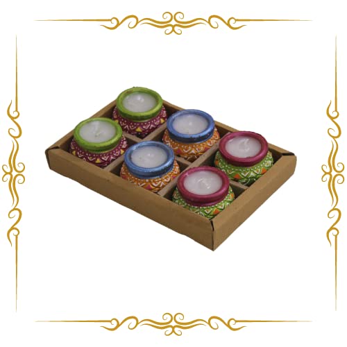 Buy Virgo Creations Pack of 6 Pot Shaped Matka Diya, Wax Diyas ...