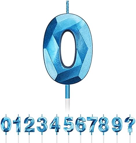 Blue Birthday Number Candles,2 inch 3D Diamond Shape Birthday Candle 0 ...