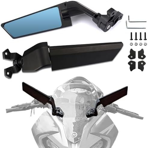 Amazon.com: CNC Aluminum Motorcycle Mirrors Adjustable Wind Wing Side ...