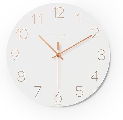 Amazon.com: DooGu Round Tempered Glass Wall Clock,Silent Non-Ticking ...