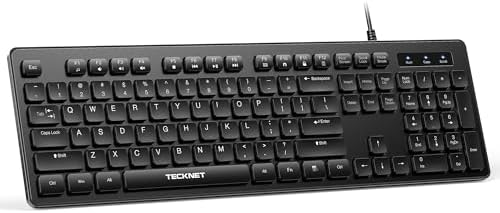Amazon.com: TECKNET Wired Keyboard,Silent USB Keyboard for Office,Spill ...