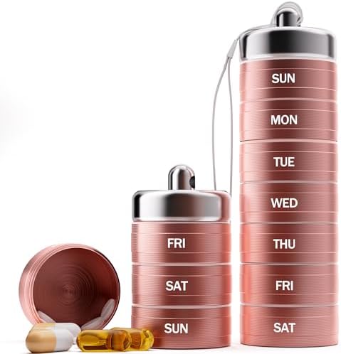 Amazon.com: Metal Pill Organizer 7 Day - Waterproof Weekly Travel Pill ...