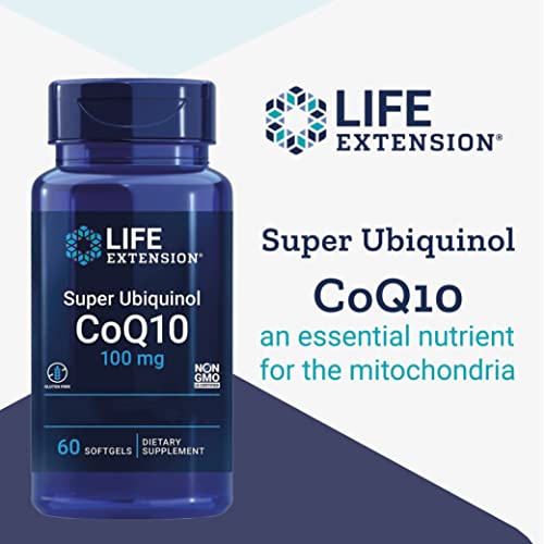 Life Extension, Super Ubiquinol, 100mg, Kaneka-Q10 with Shilajit, 60 ...