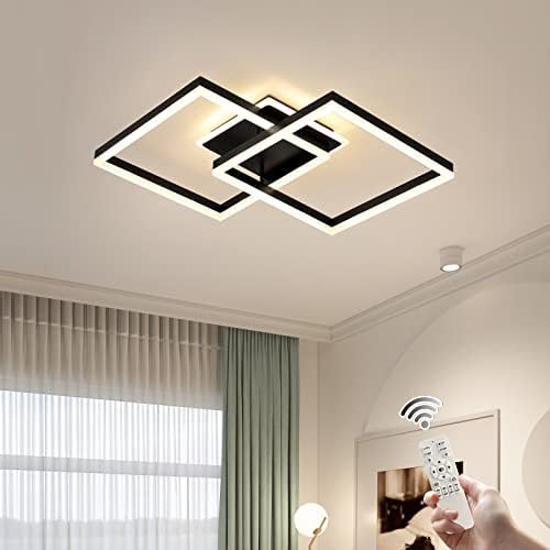 Becailyer Modern LED Ceiling Light, Dimmable 2 Squares Ceiling Lamp ...