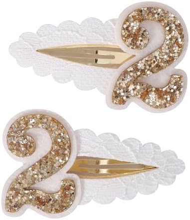 Amazon.com: Jissoo 2nd Birthday Hair Clip for Baby Girls - White ...