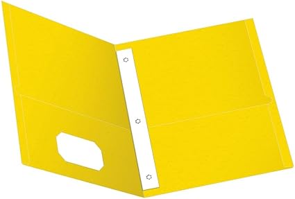 Oxford Duotangs with Two Pockets, Yellow, Pocket Folders with Fasteners ...