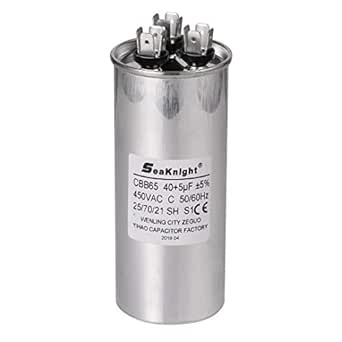 BlueNatHxRPR 40-5 uF MFD CBB65 Capacitor Air Conditioner Capacitor Round Dural Motor Run ...