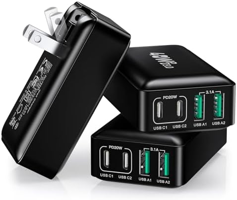 Amazon.com: [3-Pack] Flat USB C Wall Charger, 40W Slim Fast USB C ...