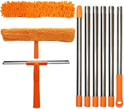 Amazon.com: 2 in 1 Squeegee Window Cleaner Window Cleaning Duster Kit with 3-14 ft Extension ...