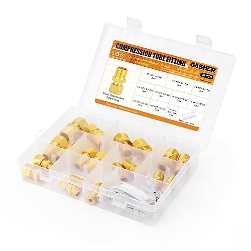Snapklik.com : GASHER 20PCS Brass Compression Tube Pipe Fitting ...