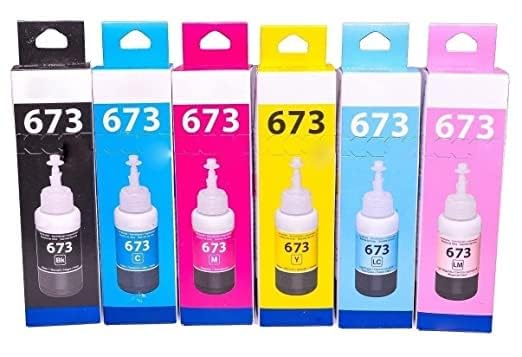 673 Multicolor Pack of 6 Ink Bottle for Epson L800/ L805/ L810/ L850 ...