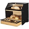 Amazon.com: HOMEKOKO Large Bamboo Two-Layer Bread Box With Drawer ...