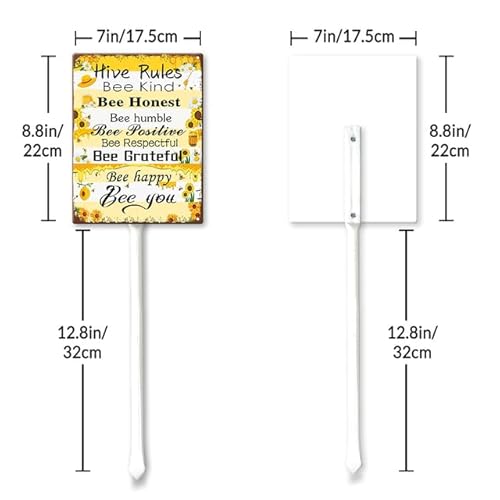 Ymaotrade Bee Sign Hive Rules Bee Yard Sign with Stakes 8in×12in, Honey ...