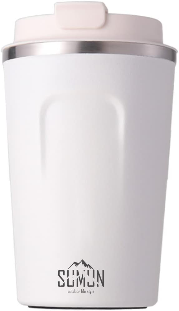 Amazon | タンブラー ふたつき 真空断熱 380ml ステンレス 保温保冷 二重構造 直飲み コーヒー ダイレクト カフェ風 飲み口 男性 女性 学生 (ホワイト) | SUMUN ...