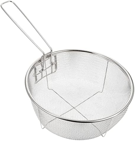 Amazon.com: 9" Medium Stainless Steel Deep Fry Basket Round Wire Mesh ...