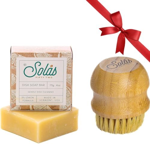 Amazon.com: Solas Fifty Two Zero Waste Natural Dish Soap Bar with Dish ...