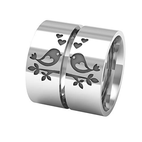 Amazon.com: Silver Bird Couple Set Promise Ring, Bird Wedding Ring ...