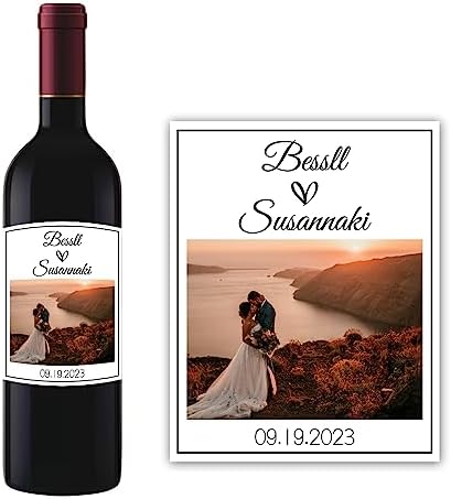 Amazon.com: Wasetell Wedding Wine Bottle Labels, Personalized 3.75" X 4 ...