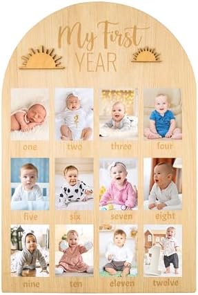 Amazon.com : R HORSE My First Year Photo Display Wood Board, Baby’s ...