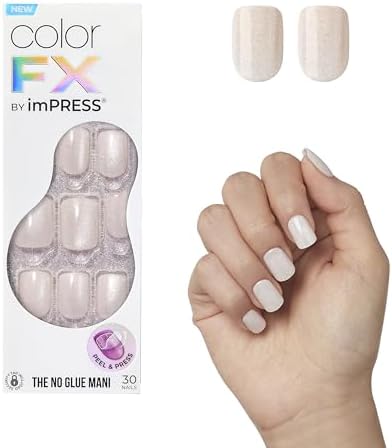 KISS imPRESS No Glue Mani Press-On Nails, Color FX, Rebel', Light White ...