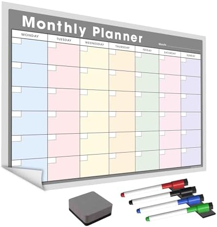 Large Wall Calendar Undated - Three Monthly Dry Erase Reusable Wall ...
