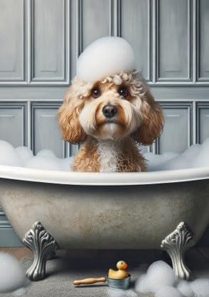 Parksmoonprints Cockapoo in Bath Print - Funny Cockerpoo Dog in ...