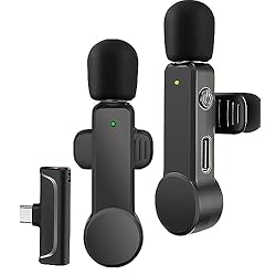 Amazon.com: NPTCL 2 Pack Lavalier Microphone USB C Wireless Lav Mic for Android Phone Noise ...