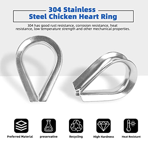 Snapklik.com : Glarks 12Pcs M10 304 Stainless Steel Wire Rope Thimbles ...