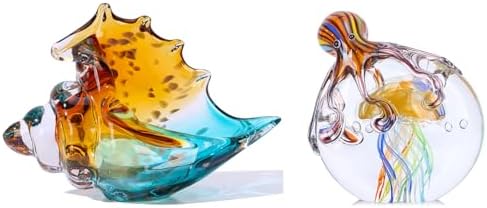 Amazon.com: Sea Glass Art Figurines Hand Blown Conch Shell Sculpture ...