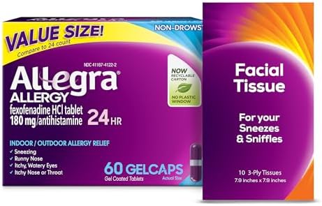 Amazon.com: Allegra Adult 24-Hour Allergy Relief Tablets with Bonus ...
