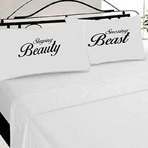 Amazon.com: Sleeping Beauty Snoring Beast Mr Mrs pillow Cases Set Of 2 ...