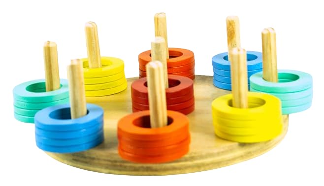 Technybirds Wooden Ring Sorter, Wooden Sorting and Stacking Toys ...