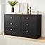 Artiss 6 Drawer Chest of Drawers Black, 120cm Wide Modern Dresser ...