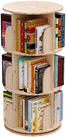 Amazon.com: INTEXCA & DESIGN 6 Tier Rotating Bookshelf, 360° Solid Wood ...