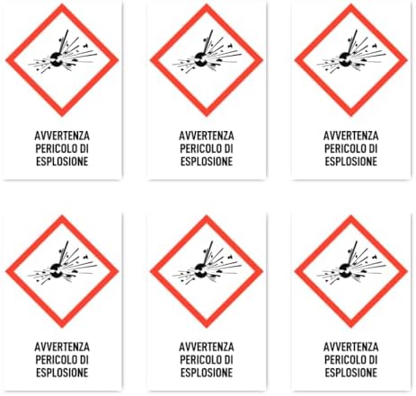 Sticker 75 x 50 mm, Pack of 6 – Warning Explosive – Language: Italian ...