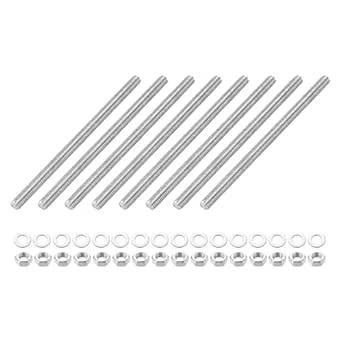 sourcing map 8pcs Fully Threaded Rod, M3 x 50mm 201 Stainless Steel ...