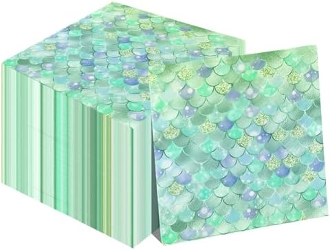 Amazon.com: Mermaid Party Napkins Supplies,40Pcs Green Mermaid Birthday ...