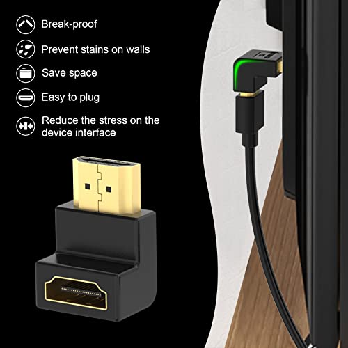 VCELINK 8K HDMI Angled Adapter 90 Degree Right Angle Extender 2.1 HDMI ...