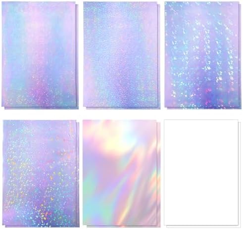 32 Sheets Holographic Clear Vinyl Holographic Stickers Paper Self ...