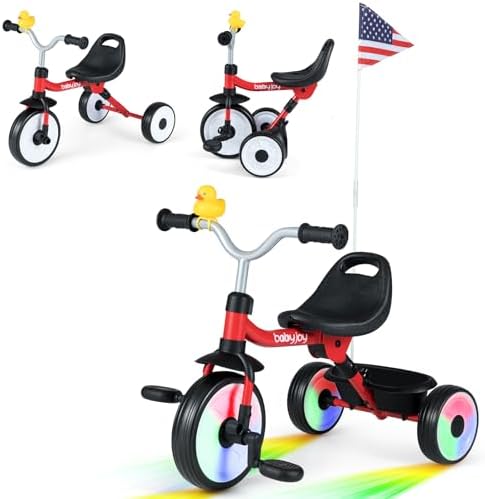 Amazon.com: BABY JOY Toddler Bike, Folding Kids Tricycle w/Glowing ...