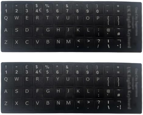 2PCS English Keyboard Letter Replacement Stickers - White on Black ...