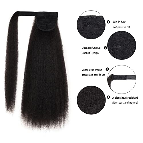 30 Inches Afro Kinky Straight Wrap Around Ponytail Long Afro Yaki ...