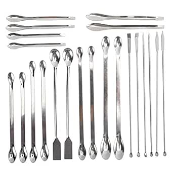 Roauend 22 Pieces Steel Lab Spatula Micro Scoop Set Tiny Mixing Spatula ...